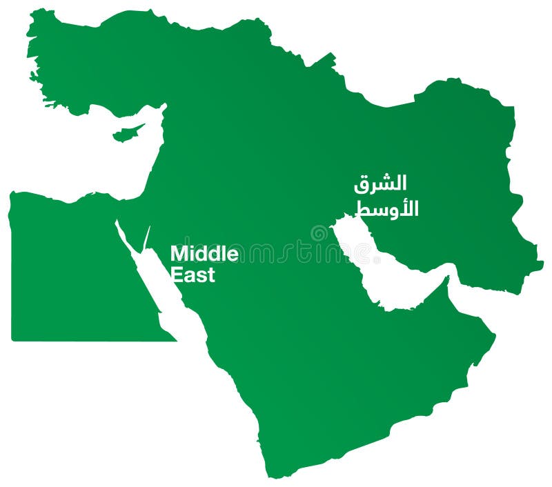 Simplified Map of the `Middle East` with Arabic for `Middle East ...