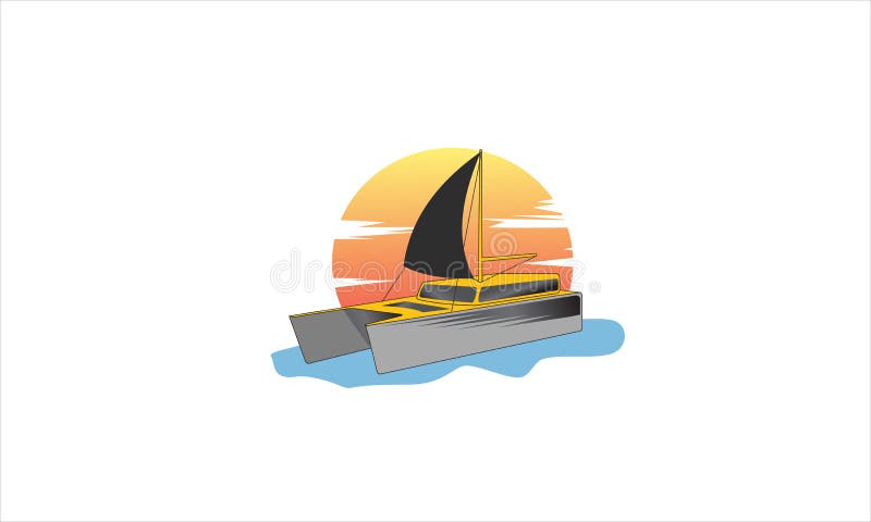 Catamaran Sailboat, Vector Template Illustration Stock Vector ...