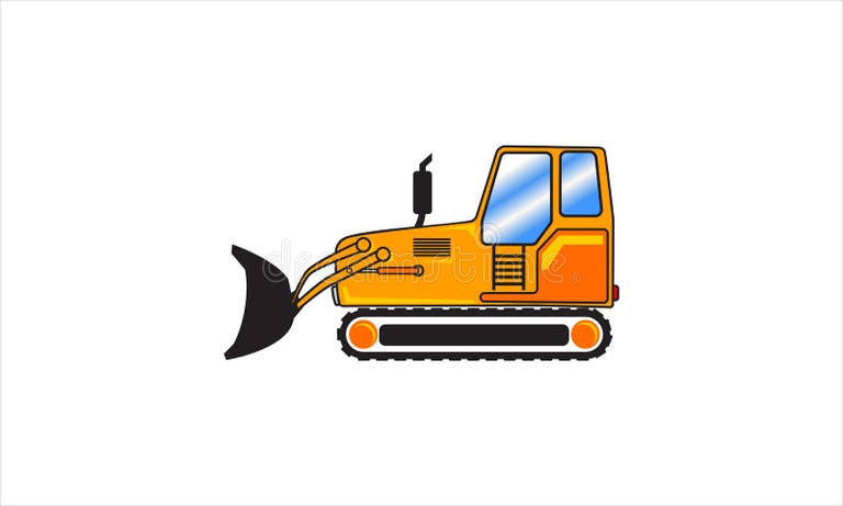 Simple 2D Yellow Building Wheel Frontal Loader View from Side Stock ...