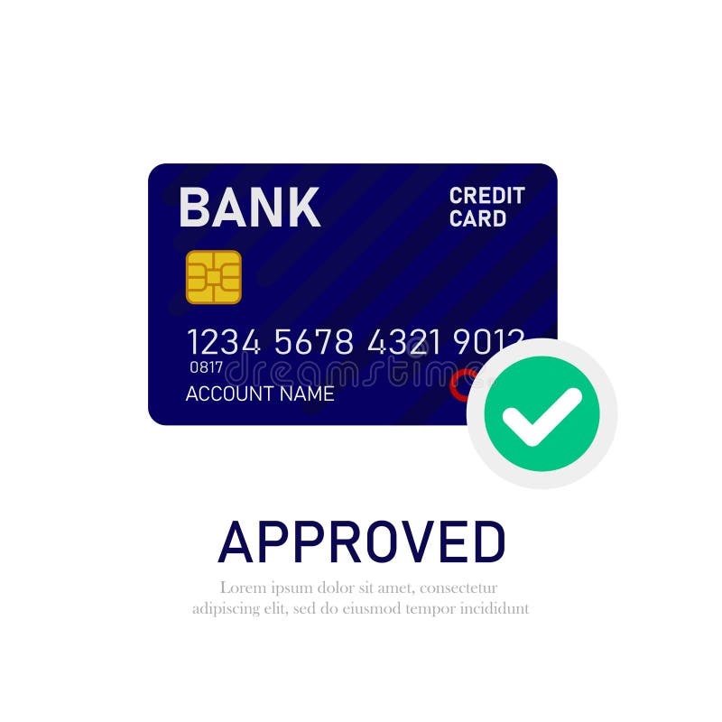 Vector Illustration of an Approved Credit Card. Credit Cards with Check ...