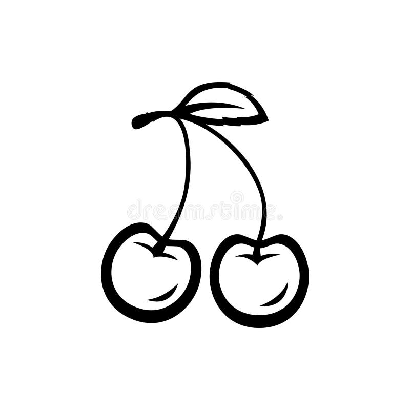 Cherry Line Icon. Fruit Logo Stock Vector - Illustration of color ...