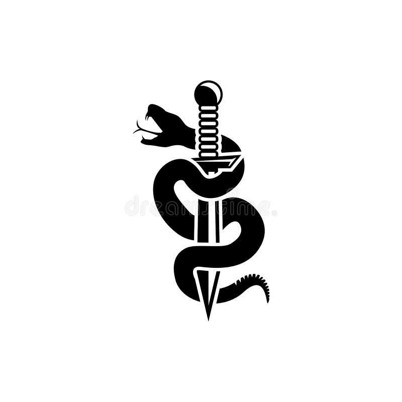 Snake and Dagger, Serpent Wraps Around a Sword Vector Vintage Tattoo ...