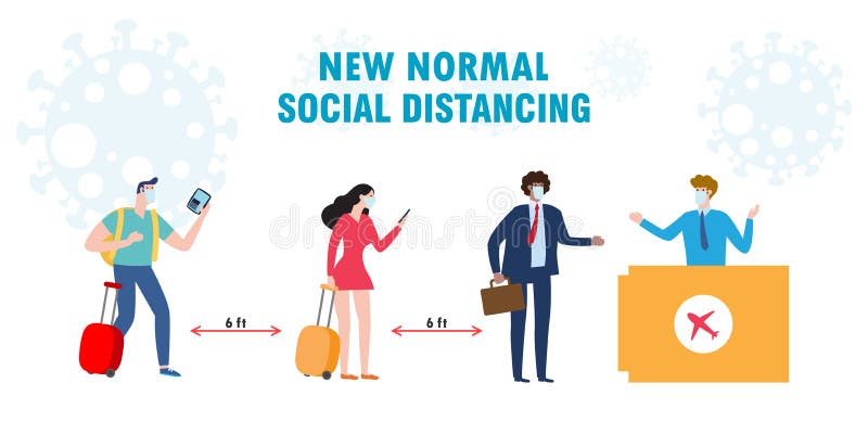 New Normal Social Distancing Concept. Diverse People Different ...