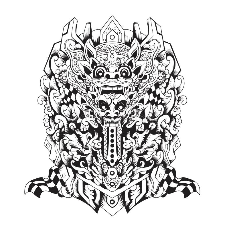 Barong Rangda Lineart Illustration. Stock Vector - Illustration of ...
