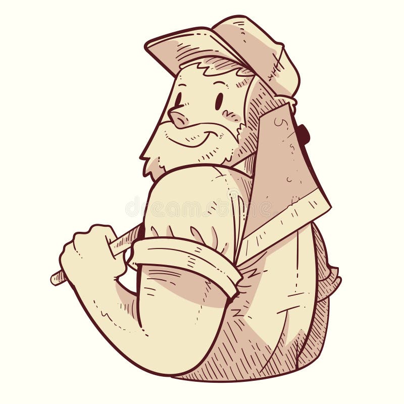 Woodcutter Hand Drawn Illustration Stock Illustration - Illustration of ...