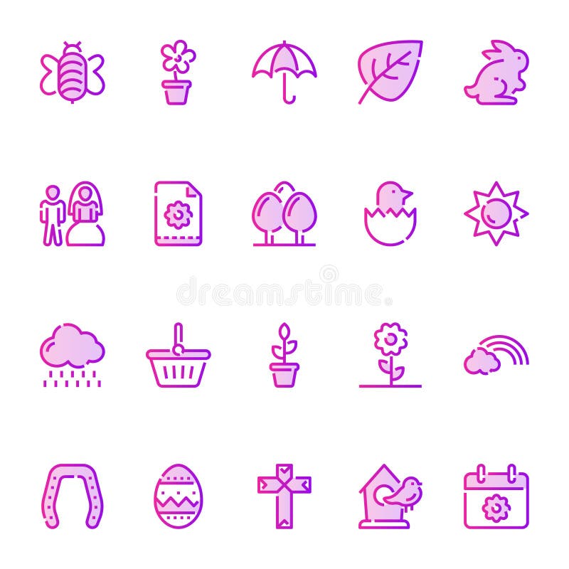 Spring - 20 icons image. stock vector. Illustration of apples - 189304991