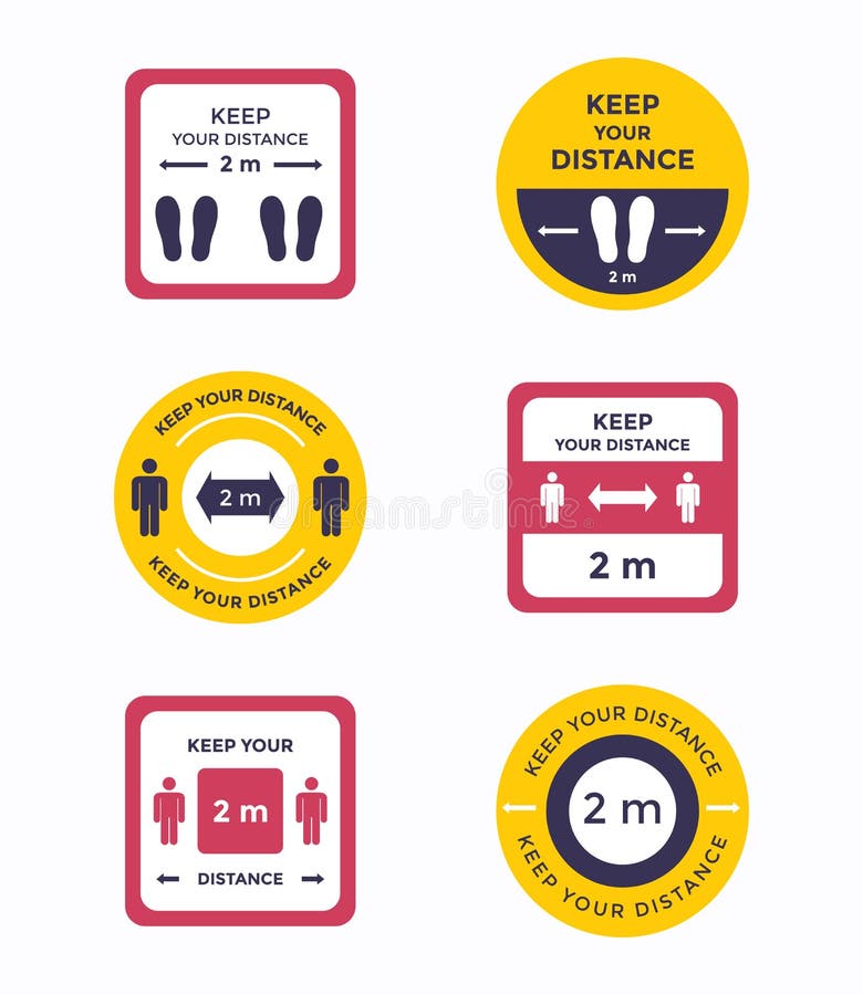 Variety of Social Distancing Signs Stock Vector - Illustration of ...