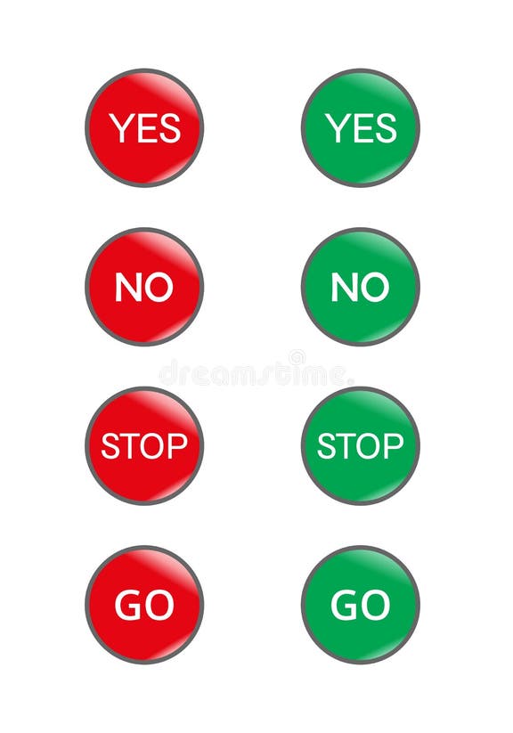 Yes No Buttons and Stop Go Buttons. Vector Illustration Stock Vector ...