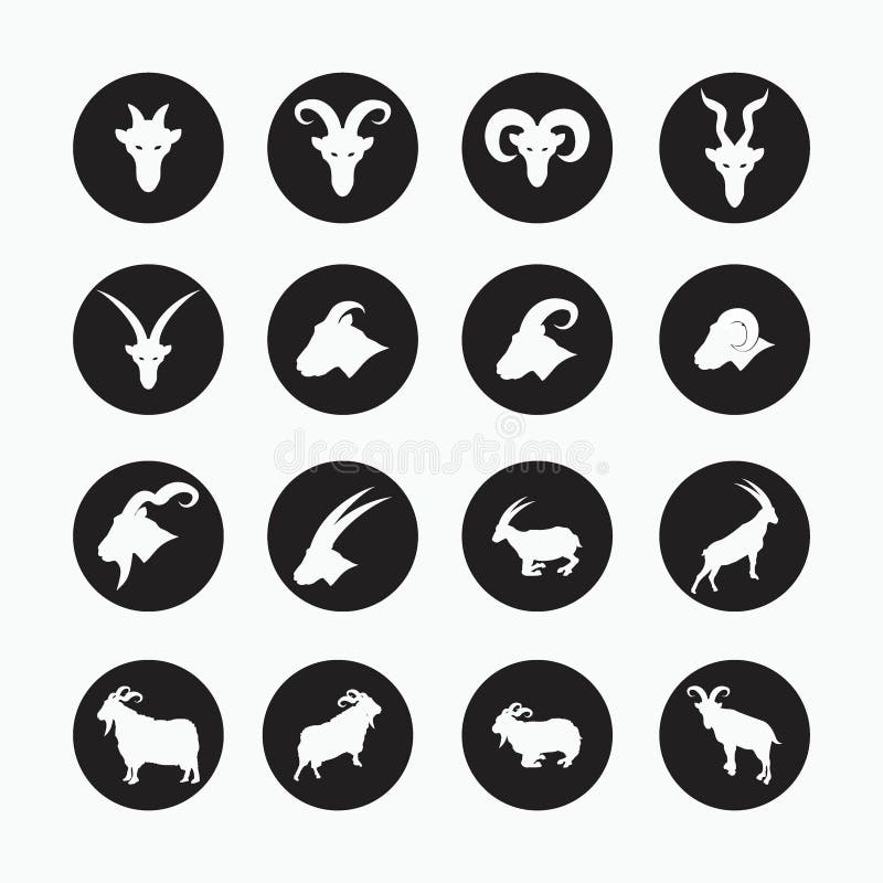 Billy Goat Isolated on White - Goat, Sheep, Lamb Logo Emblem or Button ...