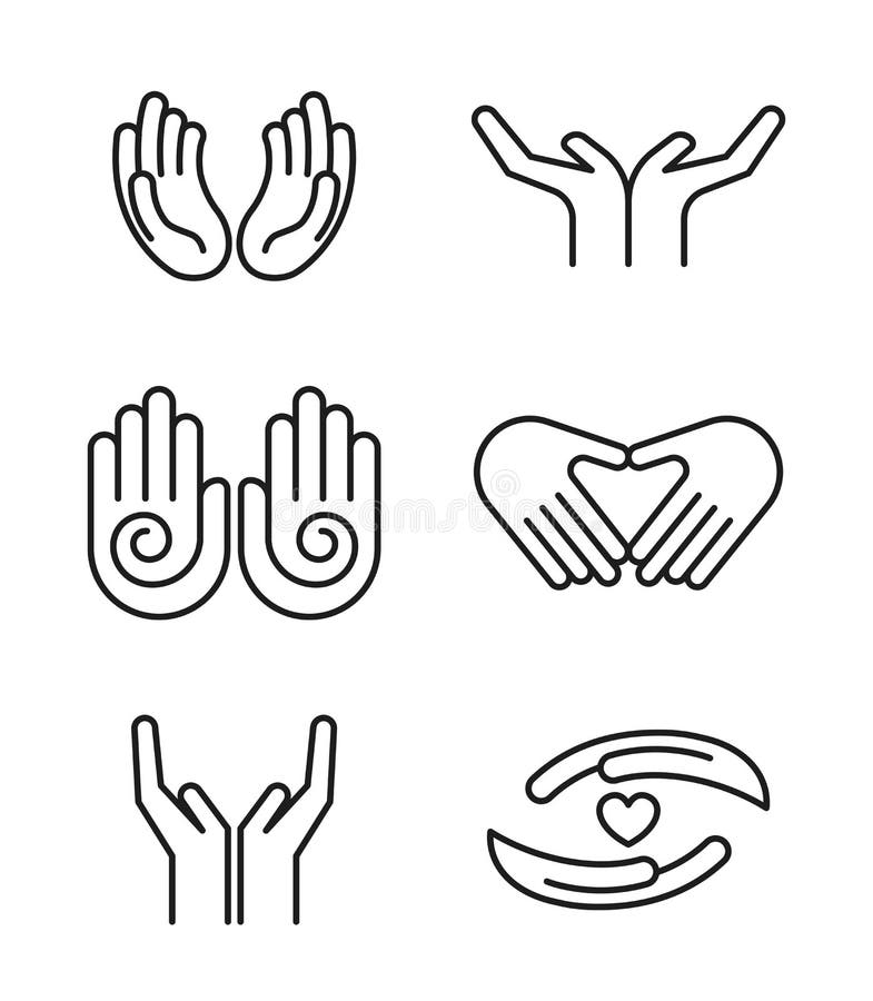 Variety of Healing Hands Set Stock Illustration - Illustration of ...