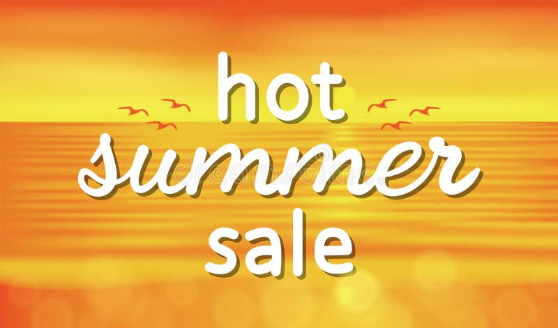 Hot Summer Sale Banner, Vector Sunrise on the Sea Stock Vector ...