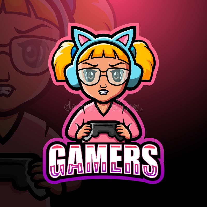 Gamer Girl Mascot Esport Logo Design Stock Vector - Illustration of ...
