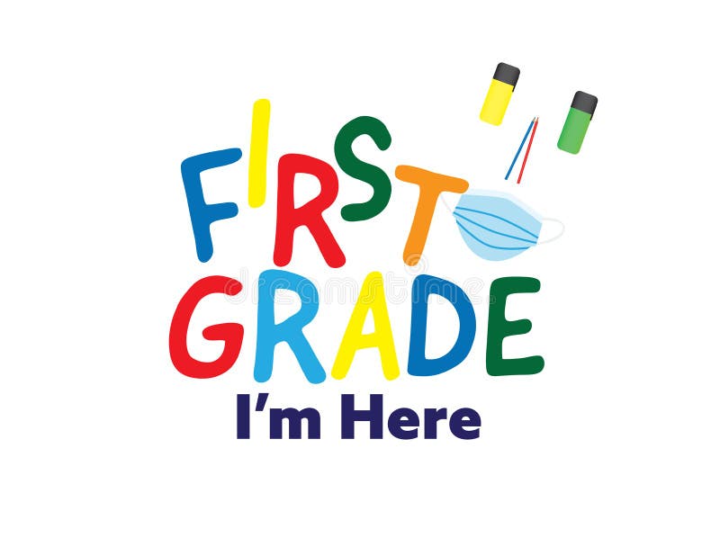First Grade Logo with Pencil Stock Vector - Illustration of color ...