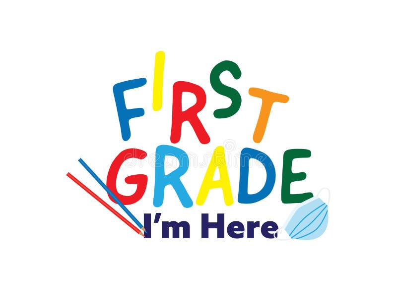 First Grade Logo with Pencil Stock Vector - Illustration of color ...