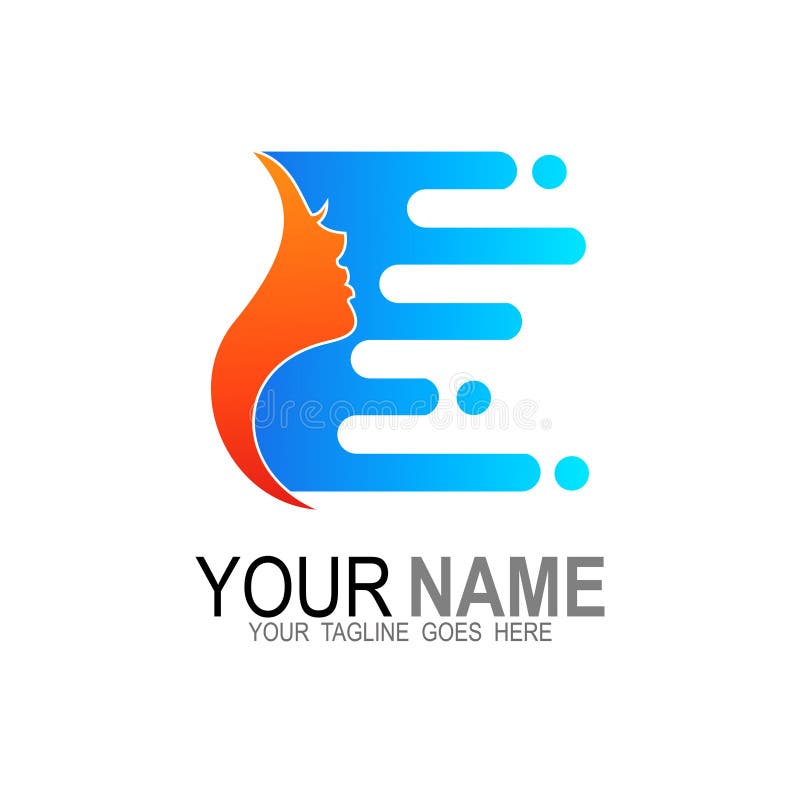 People Girl Logo Template, Woman Logo with Speed Effect Stock Vector ...