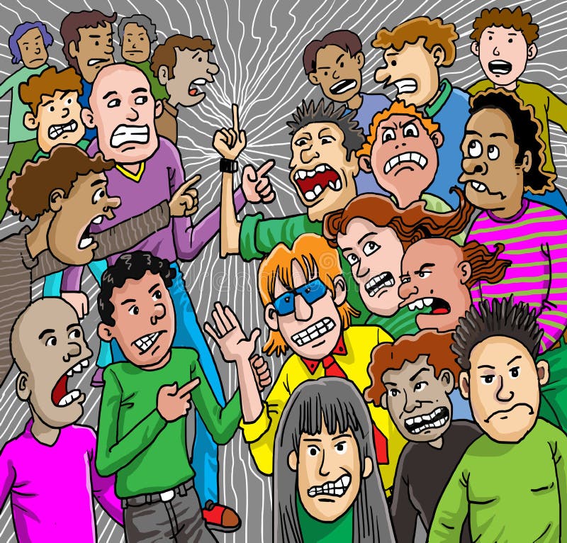 Cartoon About Crowd People With Face Mask Stock Illustration ...