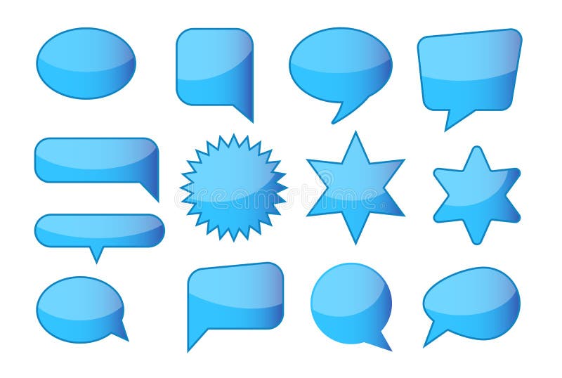 Blue Glossy Chat Bubble Set. Stock Vector - Illustration of collection ...