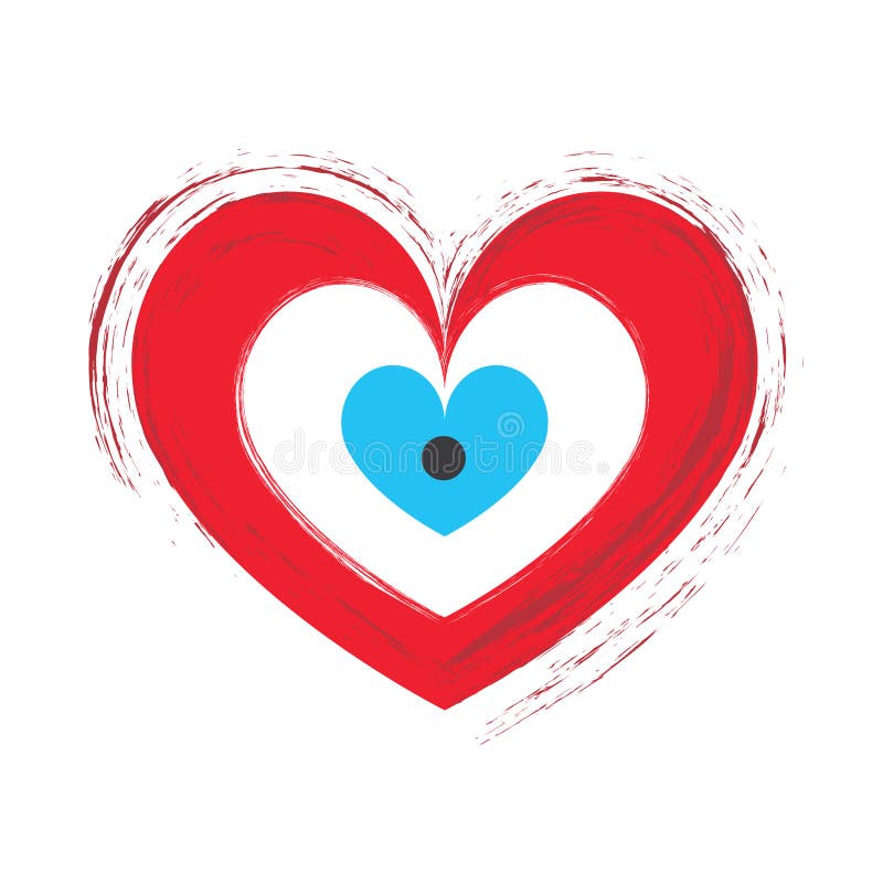 Artistic Red Heart with Evil Eye Vector Stock Vector - Illustration of ...