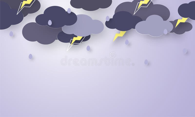 Rain Cloud and Lightning, Monsoon Stock Vector - Illustration of craft ...