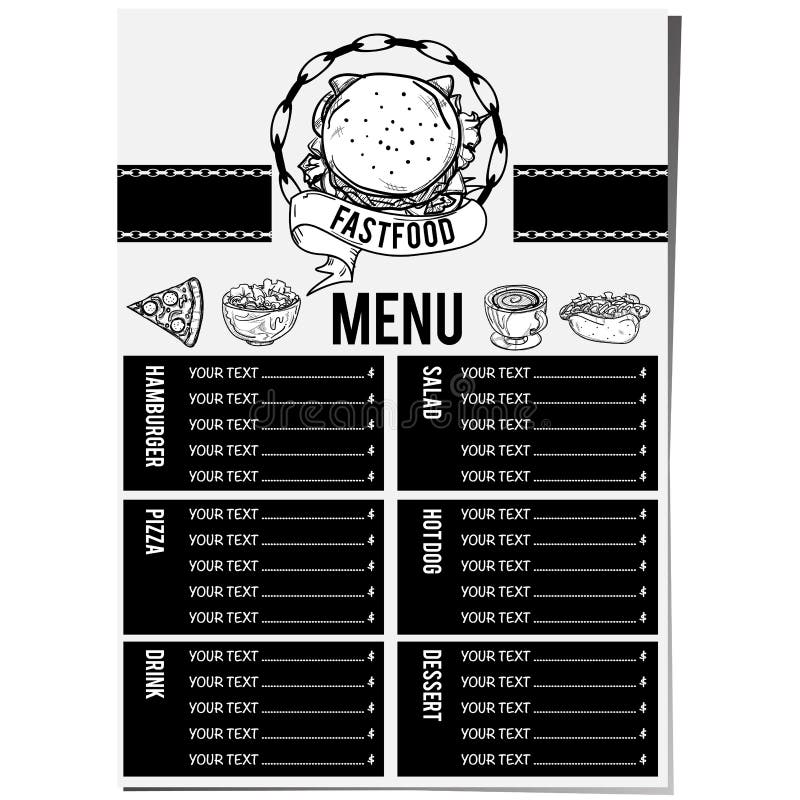 Menu Food Restaurant Template Design Hand Drawing Graphic Stock Vector ...