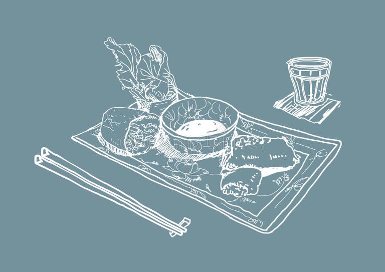 Drawing of Vietnamese Spring Rolls. Stock Vector - Illustration of ...