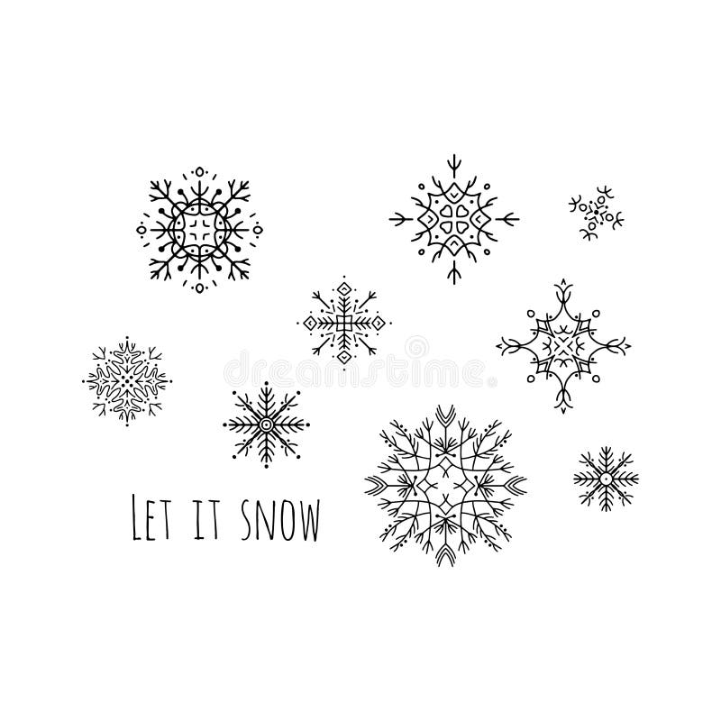 Hand Drawn Collection of Various Snowflakes. Stock Vector ...