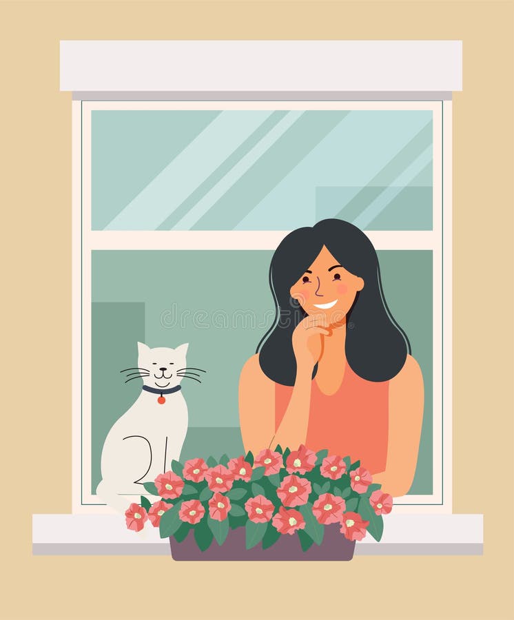 Girl Looking Out Window Stock Illustrations – 647 Girl Looking Out ...