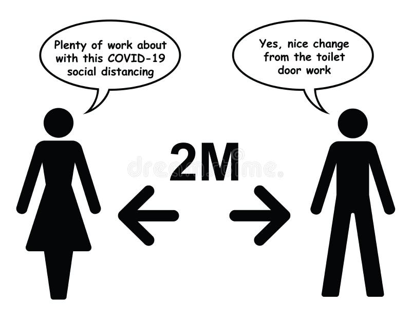 Comical Social Distancing Sign Stock Vector - Illustration of isolated ...