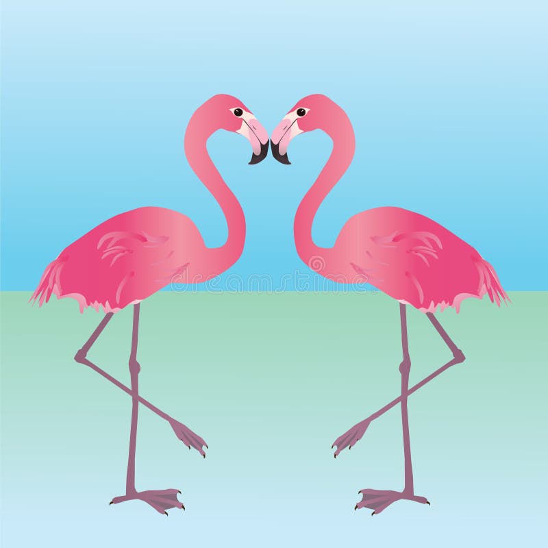 Pink flamingos love couple stock vector. Illustration of feather ...