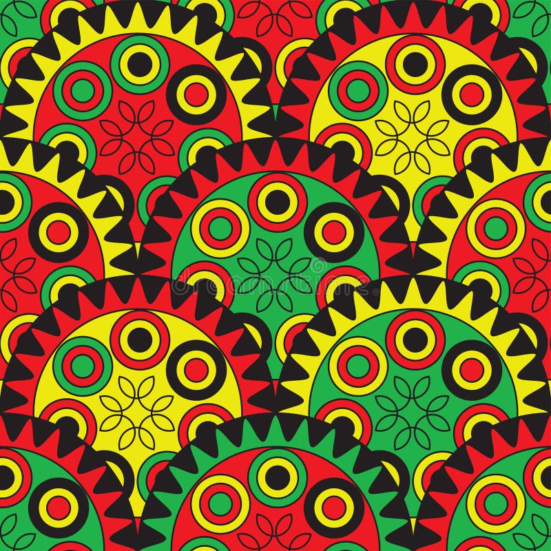 Seamless African Circles Design Pattern In Red And Orange Stock Vector ...