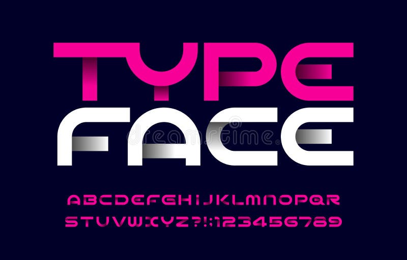 Abstract Typeface Font. Modern Wide Letters and Numbers Stock Vector ...