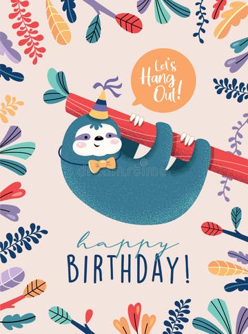 Sloth Birthday Stock Illustrations – 1,836 Sloth Birthday Stock ...