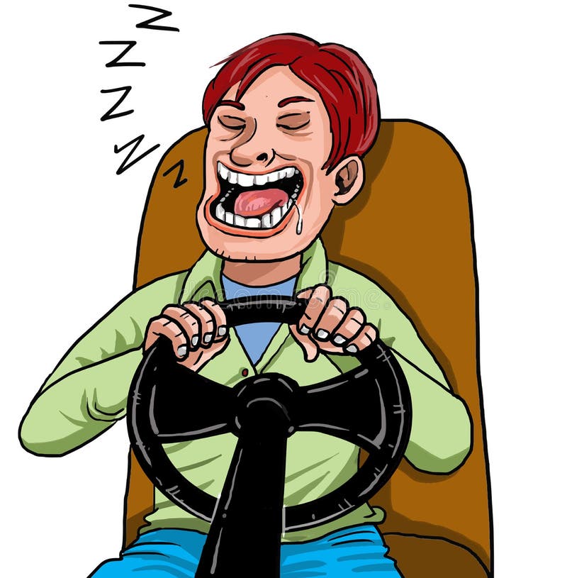 A Man Sleeping while Driving Stock Vector - Illustration of dangerous ...