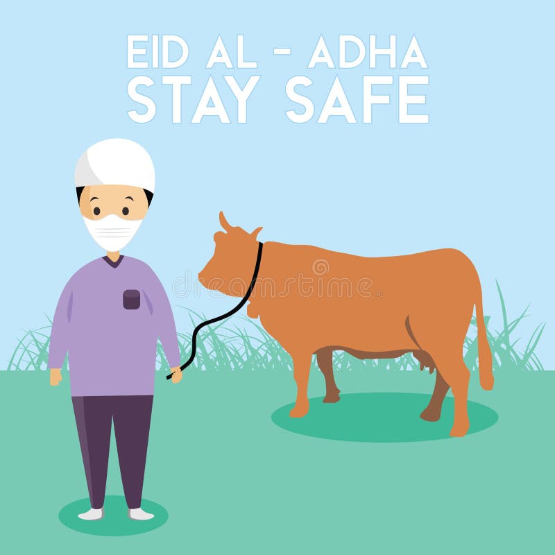 Eid Al- Adha Stay Safe stock vector. Illustration of card - 191018149