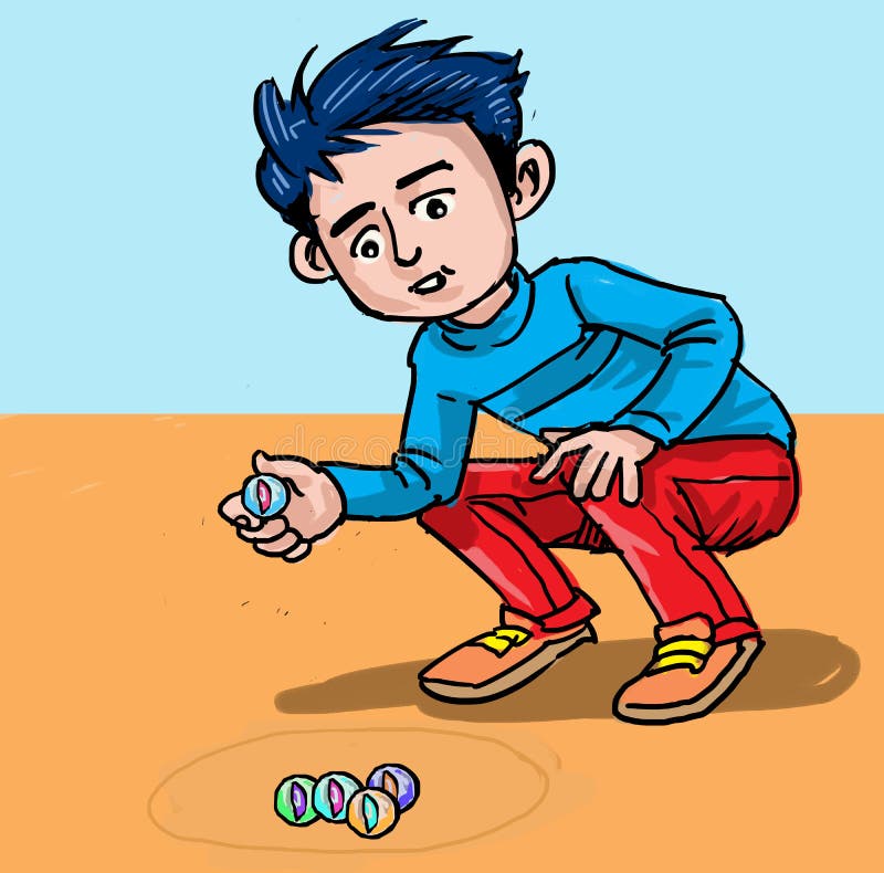 Kid Playing Marbles on the Ground Stock Vector - Illustration of ...