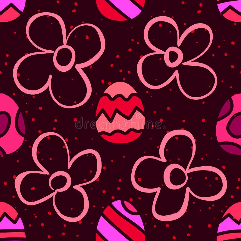 Abstract Easter Eggs, Flowers Pattern, Seamless Pattern. Stock Vector ...