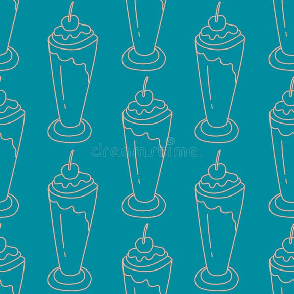 Abstract Smoothies and Cherry Pattern, Doodle Illustration, Vector Illustration EPS 10. Stock ...