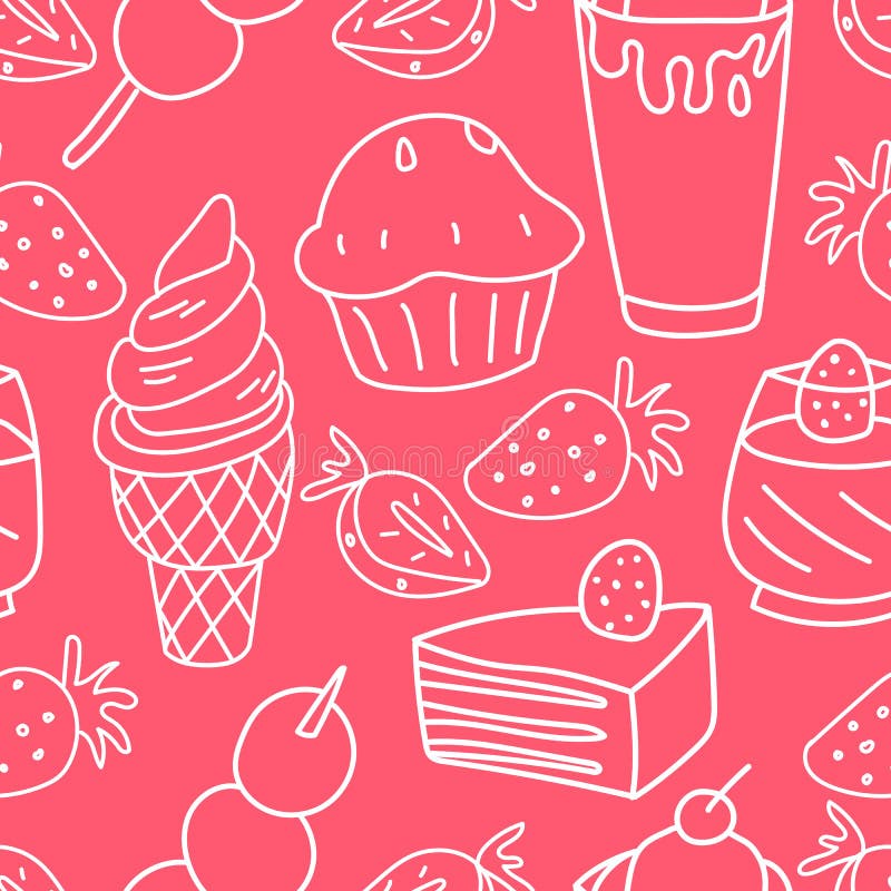 Seamless Abstract Sweet Food Pattern, Pastry Background, Vector ...