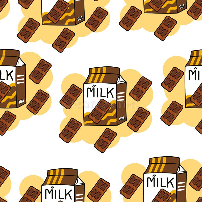 Chocolate Milk Carton Pattern, Kawaii Seamless Pattern, Vector ...