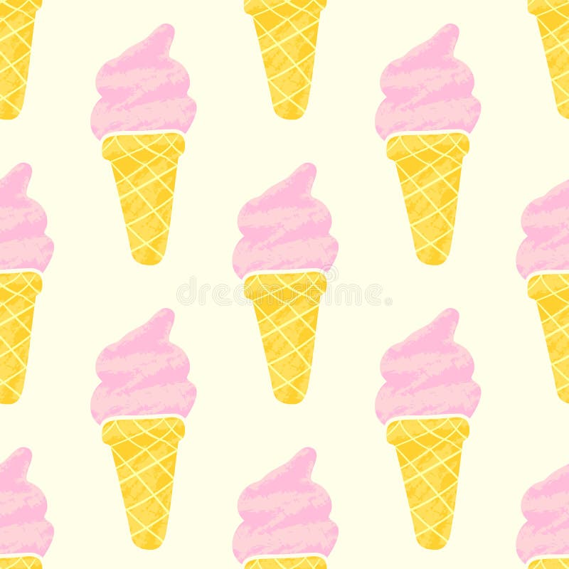 Strawberry Ice Cream Cones Pattern, Seamless Pattern, Vector EPS 10 ...