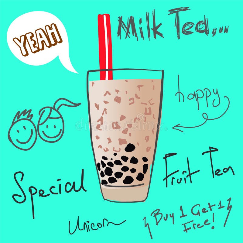 Bubble Milk Tea, Pearl Milk Tea , Different Sorts of Boba. Stock Vector ...