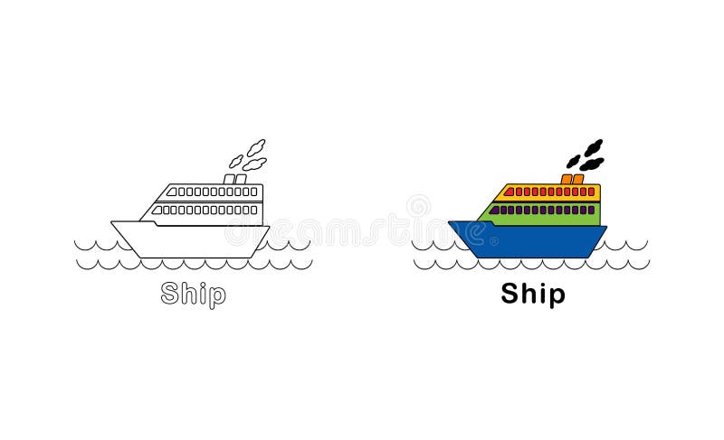Simple 2d Ship or Vessel Coloring Books Stock Vector - Illustration of ...