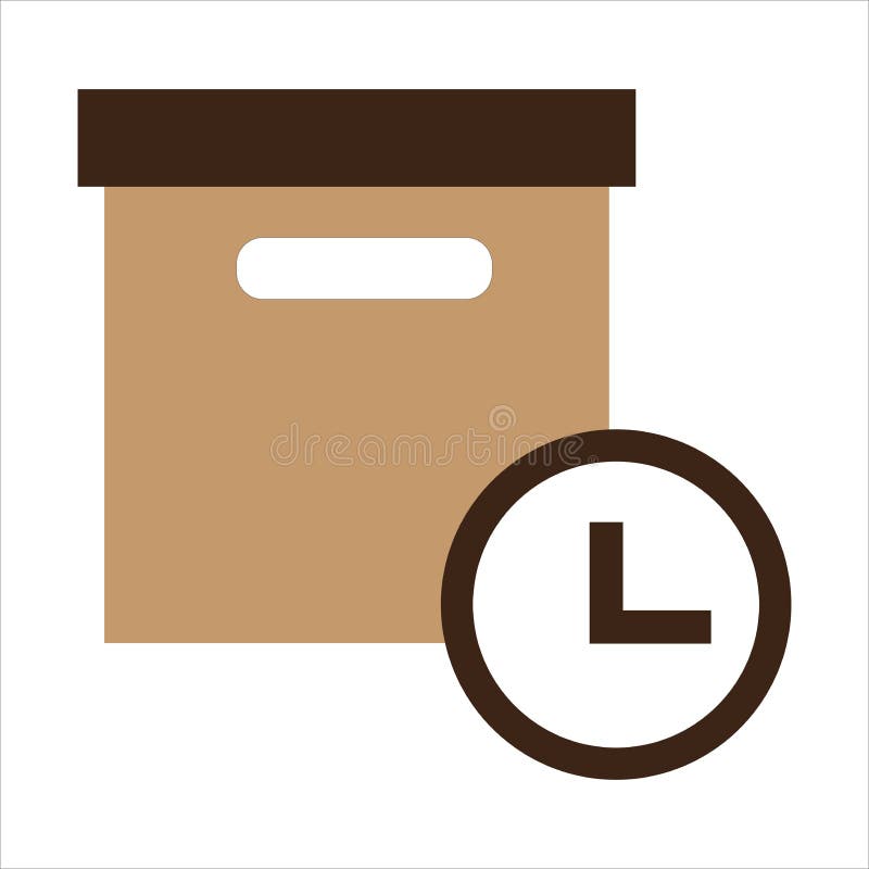 Flat Design Style Box with Time Icon. Vector Line Icons Vector ...