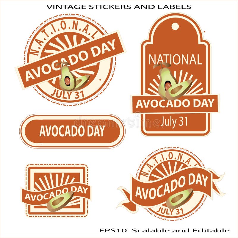 National Avocado Day Sign and Vintage Badge Stock Vector - Illustration ...