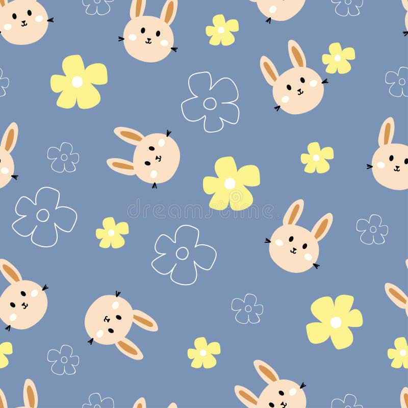 Seamless Pattern Hand Drawn Rabbit, on a Neutral Background. Colorful ...