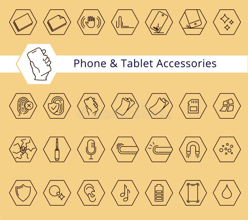 Phone and Tablet Covers and Accessories Properties Icon Set, . Thine ...