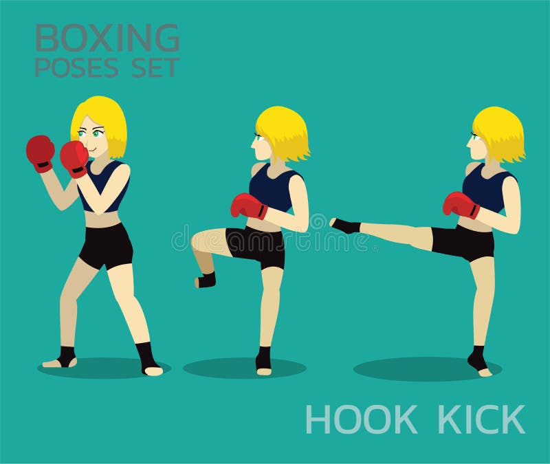 Low Kick Manga Boxing Poses Set Cartoon Vector Illustration Stock ...