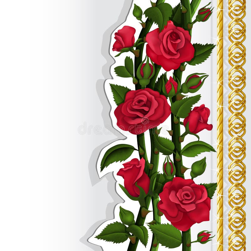 Card with red roses stock vector. Illustration of flowers - 192187290