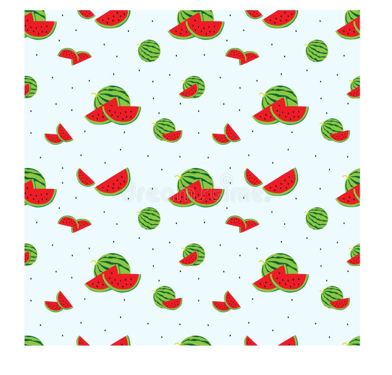 Seamless Pattern with Red Watermelon Stock Vector - Illustration of ...