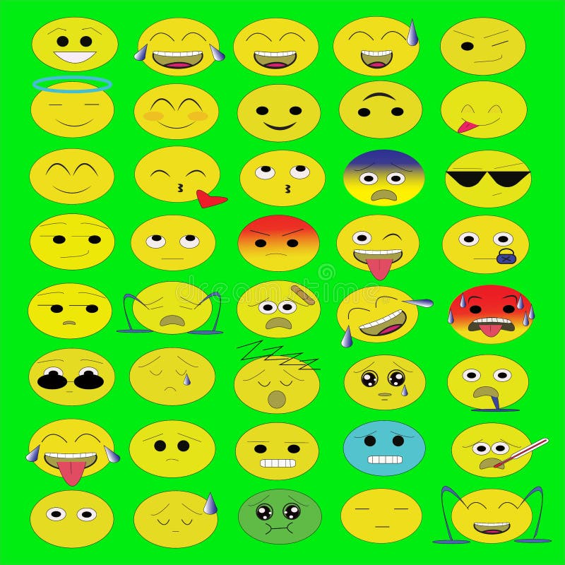 Emoticon Cartoon Vector Icons Set Stock Vector - Illustration of icons ...